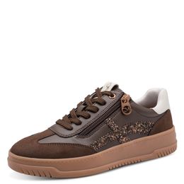 Damen Plateausneaker, MARCO TOZZI by GMK, Gr. 36, grau, Lederimitat, Textil, aufgeraut, kontrastfarbene Details, leicht gl&auml;nzend, Basic, Schuhe,