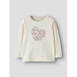 name it M&auml;dchen Langarmshirt "NMFKIWI LS TOP", beige, Gr. 104, bedruckt, Jersey, Obermaterial: 95% Baumwolle, 5% Elasthan, Shirts, Baumwollmischung,