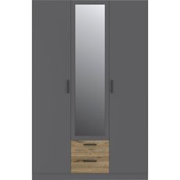 FORTE Kleiderschrank grau Uni Wolfram Grau, B/H/T: 135,6cm x 210,5cm x 54,5cm