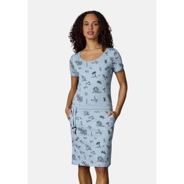 Ragwear Damen Sommerkleid "Baomi Summer YOUMODO", blau, Gr. S, Material: 100% Baumwolle, Kleider, Damen Minikleid in sommerlichem Print