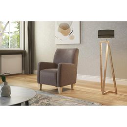 Home Affaire Sessel &raquo;Viva&laquo; mit Federkern, mit Buchef&uuml;&szlig;en grau 100% Polyester Microfaser VINTAGE, B/H/T: 74cm x 93cm x 81cm