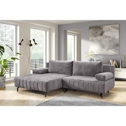 exxpo - sofa fashion Ecksofa &raquo;Cambria, B/T: 262/171 cm, hochbeiniges, modernes Design&laquo; inkl. Bettfunktion und Bettkasten, 15 cm bodenfrei, L-Form grau