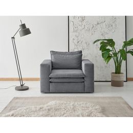 Home Affaire Sessel &raquo;PIAGGE&laquo; Hochwertiger Cord- passend zur Serie PIAGGE grau Webvelours, B/H/T: 110cm x 83cm x 91cm