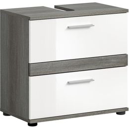 Welltime Waschbeckenunterschrank &raquo;LUCCA, Breite 60 cm, 2 Schubk&auml;sten, hochwertige MDF Front&laquo; Badschrank, Bad-M&ouml;bel, Badezimmer wei&szlig; FSC -