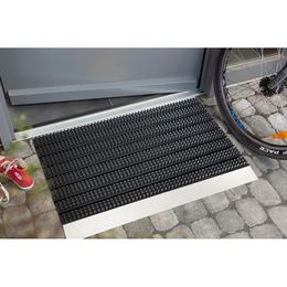 Astra Fu&szlig;matte &raquo;Super Brush&laquo; rechteckig 28 mm H&ouml;he T&uuml;rmatte, Eingansbereich, Aluminium, rutschfest schwarz Kunstfaser B : 45cm 1 Stk., 28mm, L: 75cm