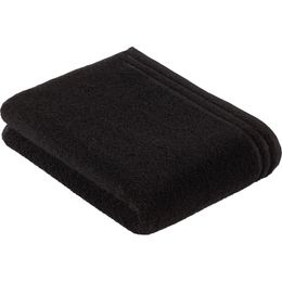 Vossen Badetuch &raquo;Calypso Feeling&laquo; mit schmaler Bord&uuml;re aus 100% Baumwolle, Vegan, einfarbig schwarz Walkfrottee, Obermaterial: 100% Baumwolle B/L: 67cmx140cm
