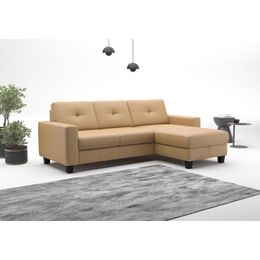 OTTO home Ecksofa &raquo;Varese&laquo; wahlweise mit Schlaffunktion und Bettkasten beige B/H/T: 239cm x 91cm x 164cm, NaturLEDER Stoff, Recamiere rechts,mit 