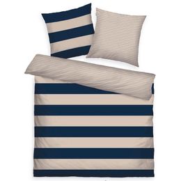 Tom Tailor HOME Bettw&auml;sche &raquo;BOLD STRIPES in Gr. 135x200cm, 155x220cm oder 200x220cm&laquo; 3 Stk. new bedroom, mit farbigem Markenrei&szlig;verschluss blau 