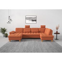 Sit & More sit&more Wohnlandschaft &raquo;Westham U-Form&laquo; wahlweise mit Schlaffunktion, Bettkasten, Sitztiefenverstellung orange 90% Polyester 10%Polyamid B/H/T: 338cm