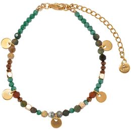 Firetti Damen Armband &raquo;Schmuck Geschenk Edelstahl Armschmuck Armkette Edelstein Pl&auml;ttchen&laquo; Made in Germany - mit Labradorit oder Achat gr&uuml;n 22,5cm, 