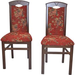 HOFMANN LIVING AND MORE Esszimmerstuhl (Set) 2 Stk. rot Polyester B/H/T: 45cm x 95cm x 49cm, 2 Stk., Polyester Webstoff gemustert