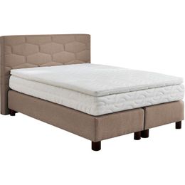 Westfalia Schlafkomfort Boxspringbett wahlweise mit Topper beige Bezug: 100% Polyester Feinstruktur Ohne Topper, Liegefl&auml;che B/L: 140cm x 200cm, H2 + H2, Bonnell-