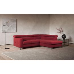 COTTA Ecksofa &raquo;Sammy L-Form&laquo; mit Kopfteilverstellung, wahlweise mit Schlaffunktion & Bettkasten rot Microfaser Primabelle (100% Polyester);Die 