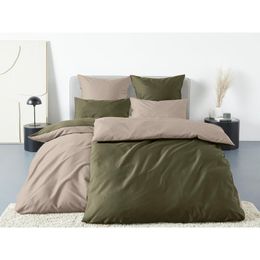 OTTO home Bettw&auml;sche &raquo;Mila2&laquo; 2 Stk. Mako-Satin aus 100% Baumwolle, Gr&ouml;&szlig;e ab 135x200 cm gr&uuml;n Mako-Satin, Obermaterial: 100% Baumwolle B/L: 155cm x 