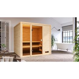 Karibu Sauna &raquo;"Jackie" mit bronzierter T&uuml;r, naturbelassen&laquo; aus hochwertiger nordischer Fichte beige ohne Ofen, ohne Steuerung, (ohne Ofen)