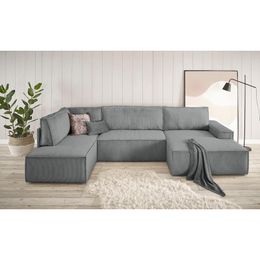 OTTO home Wohnlandschaft &raquo;SHERWOOD Cord U-Form, 329 cm - OTTO. Verl&auml;ssliche Qualit&auml;t.&laquo; Schlaffunktion m. Bettkasten (194x139 cm), Cord, Vintage, 