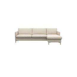 FLEXLUX Ecksofa &raquo;Fiore, super Sitzkomfort durch Kaltschaum im Sitz, L-Form&laquo; schmale Armlehnen, F&uuml;&szlig;e Alu+ Eiche wei&szlig; 100% Echteder B/H/T: 247cm x 85cm 