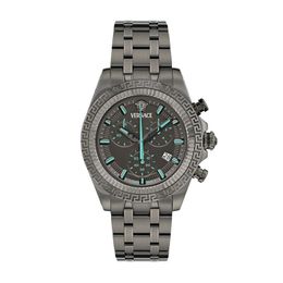 Versace Herren Chronograph &raquo;FORNAX&laquo; Quarzuhr, Armbanduhr, Herrenuhr, Swiss Made, Edelstahlarmband, analog grau Einheitsgr&ouml;&szlig;e