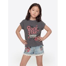 Koroshi T-Shirt M&auml;dchen Gr&ouml;&szlig;e 152 anthrazit / fuchsia