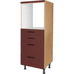 Nobilia Herdumbauschrank &raquo;"Easytouch", mit Schubk&auml;sten und Ausz&uuml;gen,&laquo; vormontiert, Breite/H&ouml;he: 60/167,8 cm rot B/H/T: 60cm x 167,8cm x 58,3cm, 
