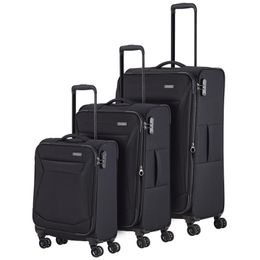 Travelite Herren Travelite Trolleyset &raquo;CHIOS 3-teilig Weichgep&auml;ck&laquo; erweiterbares Volumen &ndash; flexibles Reisegep&auml;ck schwarz Einheitsgr&ouml;&szlig;e