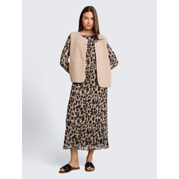 Tom Tailor Damen Meshkleid "Regular midi", braun, Gr. 42, Web, Obermaterial: 90% Polyester, 10% Elasthan. Futter: 100% Polyester, Kleider, mit Muster