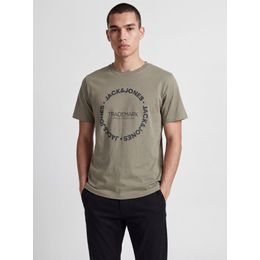 Jack & Jones JACK & JONES Herren T-Shirt "JJBENSON TEE SS CREW NECK", gr&uuml;n, Gr. M, bedruckt, Jersey, Obermaterial: 100% Baumwolle, Shirts, Baumwolle, regular fit
