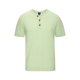 John Devin Herren Henleyshirt "- sommerliches Strickshirt mit modischem Rundhals"hellgr&uuml;n, Gr. S, Strick, Obermaterial: 100% Baumwolle, Shirts,
