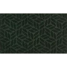 wash+dry by Kleen-Tex Fu&szlig;matte &raquo;Leaves midnight green&laquo; rechteckig 8 mm H&ouml;he gr&uuml;n Polyester B : 45cm 1 Stk., 8mm, L: 75cm