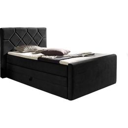 Home Affaire Boxspringbett &raquo;Atlanta&laquo; inklusive Topper und Bettkasten schwarz Kunststoff, Massivholz, Stoff Luxus-Microfaser Kunststoff Massivholz 