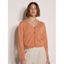 Apricot Damen Cardigan "Strickjacke mit Wellenkante", orange, Gr. 44, uni, Strick, Obermaterial: 47% Viskose CV. 30% Polyester PES. 23% Nylon NY.,