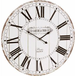 OTTO home Wanduhr &raquo;"Cafe de la tour"&laquo; r&ouml;mische Ziffern, rund, &Oslash; 60 cm, Vintage-Look wei&szlig; B/H/L: 4,5cm x 60cm
