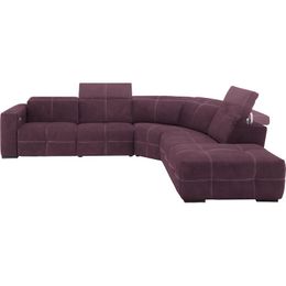 Egoitaliano Ecksofa &raquo;Sauvanne, Designsofa der Extraklasse, elegant und bequem, L-Form&laquo; wahlweise mit elektrischer Relaxfunktion, Kopfteilverstellung lila B/H/T: 