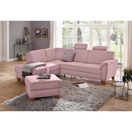 OTTO home Ecksofa &raquo;Alta L-Form&laquo; mit Federkern und Kontrastnaht, F&uuml;&szlig;e Buche eichefarben rosa Struktur ( 100% Polyester);Struktur fein ( 100% Polyester)