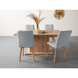 Home Affaire 4-Fu&szlig;stuhl &raquo;Brest&laquo; (Set) 2 Stk.Sitz und R&uuml;cken gepolstert, Rautensteppung im Rueckenlehne grau Polyester B/H/T: 47cm x 88cm x 66cm, 2 Stk