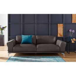 W.Schillig 2,5-Sitzer &raquo;montanaa&laquo; mit Metallf&uuml;&szlig;en in Silber matt, Breite 232 cm braun B/H/T: 232cm x 78cm x 94cm, Longlife Xtra-Leder Z59