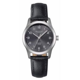 Regent Uhren Regent Damen Quarzuhr Armbanduhr, Damenuhr, Titangeh&auml;use, Lederarmband, analog, &Oslash; ca. 28mm schwarz Einheitsgr&ouml;&szlig;e