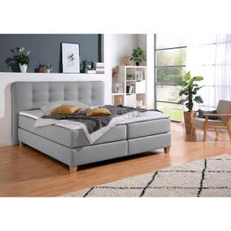 Home Affaire Boxspringbett inklusive Komfortschaum-Topper grau Liegefl&auml;che B/L: 180cm x 200cm, Gewicht bis: 100 kg + 100 kg H3 + H3, 7-Zonen-