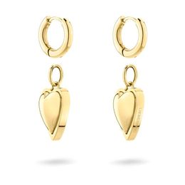 Liebeskind Berlin Damen Paar Creolen &raquo;mit abnehmbaren Herz-Einh&auml;ngern, Metal Heart&laquo; gold Edelstahl
