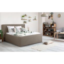 Home Affaire Polsterbett &raquo;Dalina&laquo; geradliniges Kopfteil, in 5 Breiten, auch in 220cm L&auml;nge beige Struktur (100% Polyester) Liegefl&auml;che L&auml;nge B: 200cm 