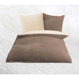 G&ouml;zze Wendebettw&auml;sche &raquo;Superflausch in Gr. 135x200 oder 155x220 cm&laquo; 2 Stk. Fleece kuschelig warm im Winter, Bettw&auml;sche mit Wendeoptik grau Microfaser, 