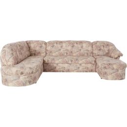 DOMO collection Wohnlandschaft &raquo;Pegnitz, zeitlos&modern, elegante R&uuml;ckensteppung, Breite 292cm, U-Form&laquo; wahlweise mit Bettfunktion braun 100% 