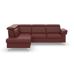 Sit & More sit&more Ecksofa &raquo;Arngast L-Form&laquo; inklusive Kopfteilverstellung und Federkern rot B/H/T: 245cm x 84cm x 194cm, NaturLEDER , Ottomane links, ohne 