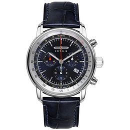 Zeppelin Herren Zeppelin Chronograph &raquo;LZ 14 Marine&laquo; Armbanduhr, Quarzuhr, Herrenuhr, Datum, Stoppfunktion, Made in Germany blau Einheitsgr&ouml;&szlig;e