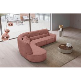 Egoitaliano Ecksofa &raquo;Puffy, extravagant & edel, Retro Designsofa, hoher Sitzkomfort, L-Form&laquo; mit Ottomane, wahlweise mit und ohne elektrischer Relaxfunktion braun