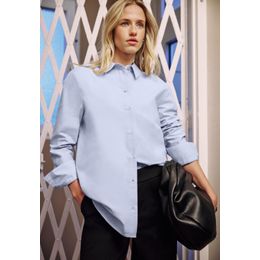 Damen Langarmbluse, blau, Gr. 34, STREET ONE STUDIO, unifarben, Web, 100% Baumwolle, Blusen, aus reiner Baumwolle