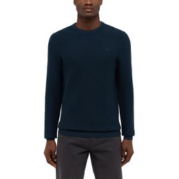Mustang Herren Rundhalspullover "StyleElliot", grau, Gr. S, unifarben, Feinstrick, Obermaterial: 100% Baumwolle, Pullover, mit Logo Stickerei