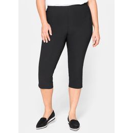 sheego Damen 3/4-Hose, schwarz, Gr. 50, unifarben, 70% Viskose, 25% Polyamid, 5% Elasthan, Hosen
