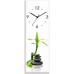 Artland Wanduhr &raquo;Spa Konzept Basaltsteine&laquo; wahlweise mit Quarz- oder Funkuhrwerk, lautlos ohne Tickger&auml;usche gr&uuml;n B/H/T: 20cm x 60cm x 1,8cm, Funkuhr