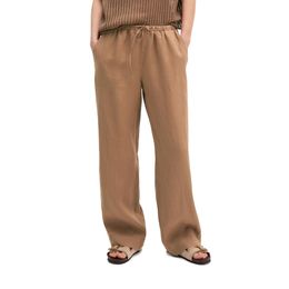 Marc O'Polo MARC O'POLO Damen Chinohose "mit elastischem Tunnelzug-Bund", braun, Gr. 42, unifarben, Obermaterial: 100% Leinen. Futter: 100% Baumwolle, Hosen